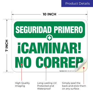 Safety First Sign In Spanish