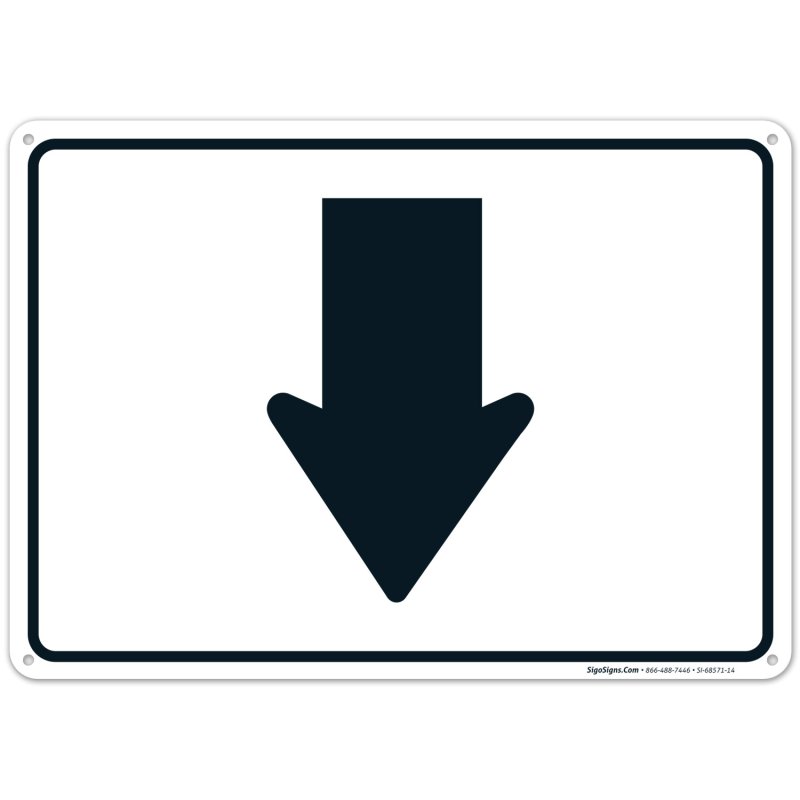 pointing down arrow sign