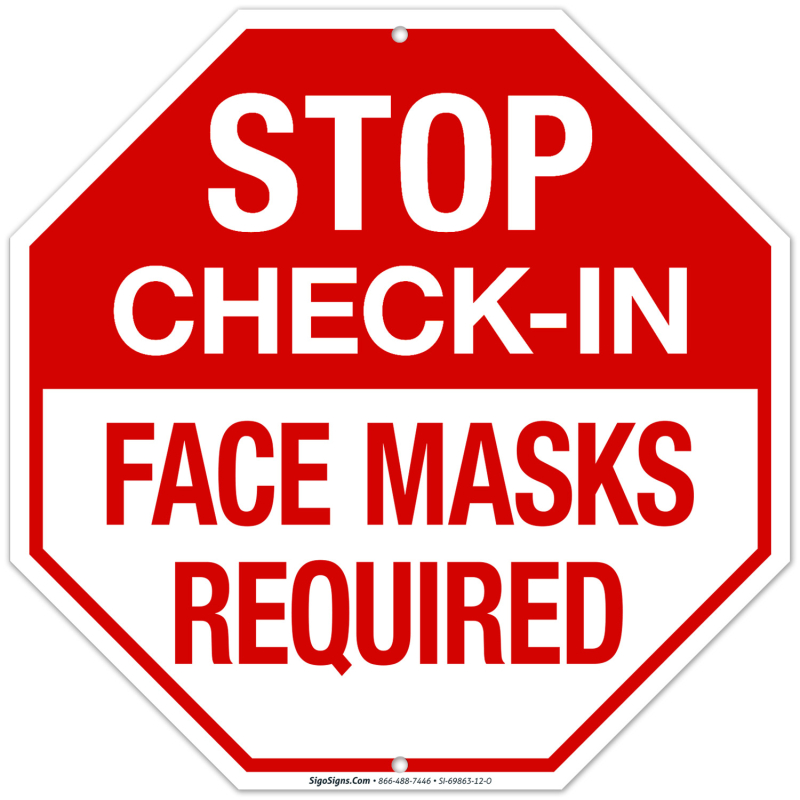 Stop Checkin Face Masks Required Sign | Sigo Signs