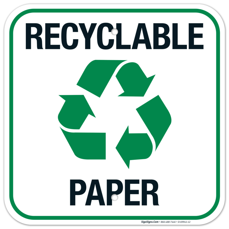 Recycle Paper Label Sign Recycle Paper Label Sign
