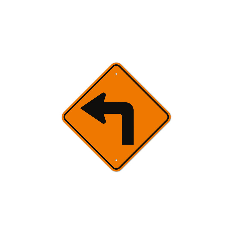 MUTCD Left Turn Orange W1-1L Sign | Sigo Signs