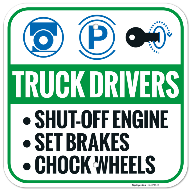 Shutoff Engine Set Brakes Wheel Chocks Sign,