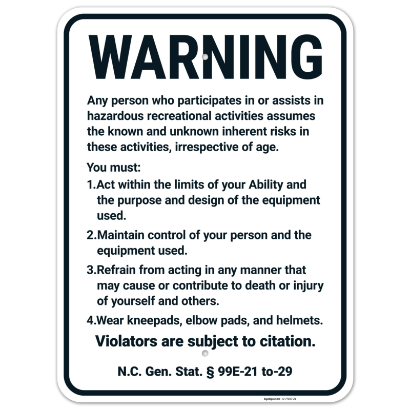 Warning Wear Kneepads Elbow Pads And Helmets Violators Are Subject To ...